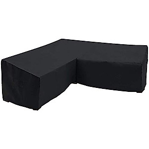 Orqihod V-Shaped Patio Furniture Cover Waterproof 600D Heavy Duty Outdoor Sectional Sofa Covers with Storage Bag 85x85inch Black Protective Cover for Corner Sofa Windproof