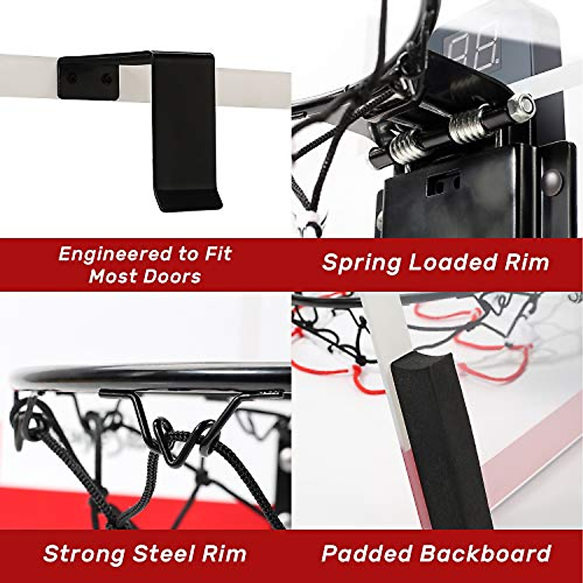 EagleStone Basketball Hoop Indoor for Kids, Over The Door Mini Basketball Hoop with Electronic Scoreboard, Room Basketball Hoop with 2 Balls and Sound, Basketball Toys for Toddler Boys Girls