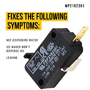 PartsBroz Micro Switch WP2162361 2162361 - Compatible With Whirlpool Kenmore KitchenAid Roper Refrigerator - Replaces 445177 1119206 AP6005886 PS11738948 ED25PQXDW00