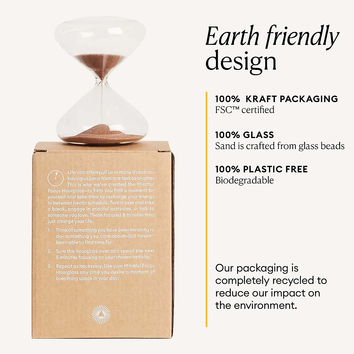 Mindful Moment Bundle - Five Minute Gratitude Journal and 5-Minute Hourglass Sand Timer