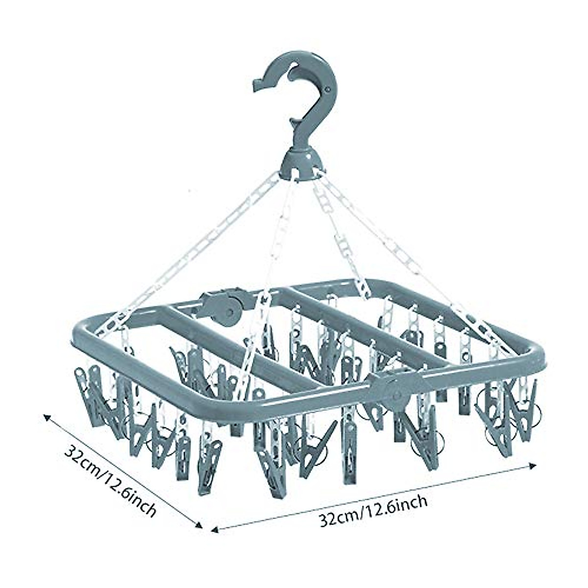 Groupcow Clip and Drip Hanger Clothes Hanger Drying Rack 32 Clips (Light Blue)