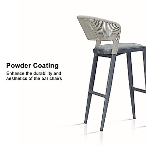 PURPLE LEAF Bar Stool Set of 2 Outdoor Bar Chairs with Footrest Bar Height Stools Hold 300 Pounds Wicker Dark Gray Barstools