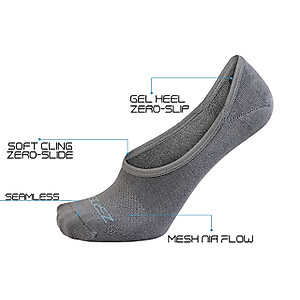 ZeroSock Bamboo Viscose Super Low Invisible Socks With Mesh Ventilation with Anti-Slip Gel Heel Grip (4 Pairs Per Box)