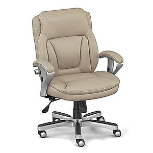 nbf signature series Taupe Faux Leather Petite Low Height Computer Chair Status Collection
