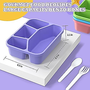 RGNEIN Bento Lunch Box and Snack Containers - 4 Compartments, Durable and Safe Lunch Containers for Adults Kids with Transparent Lid, Microwave Safe, BPA free - Set of 4 (PP (Green/Blue/Pink/Beige))