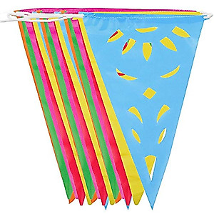 Pennant Banner Plastic Flags - Pack of 6 Multicolor Party Banners, 156 Foot Total Length (26 Foot Long Each) - Cinco de Mayo Fiesta Decoration