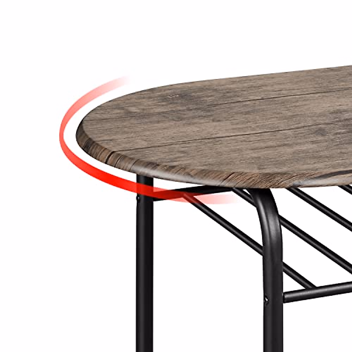 Topeakmart 3-Piece Round Dining Table Set, Kitchen Breakfast Table and Chairs Set for 2, Space Saving Table Set with Steel Legs, Storage Rack for Kitchens, Dining Room, Outdoor bar, Drift Brown