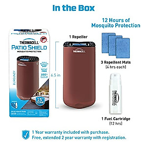 Thermacell Patio Shield Mosquito Repeller; Highly Effective Mosquito Repellent for Patio; No Candles or Flames, DEET-Free, Scent-Free, Bug Spray Alternative; Includes 12-Hour Refill
