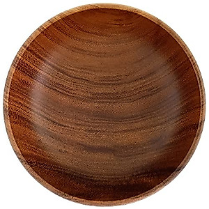 WEIGEER Acacia Wooden Salad Serving Bowl Solid Wood Hand-Carved Bowl Fruit Bowl 9.5