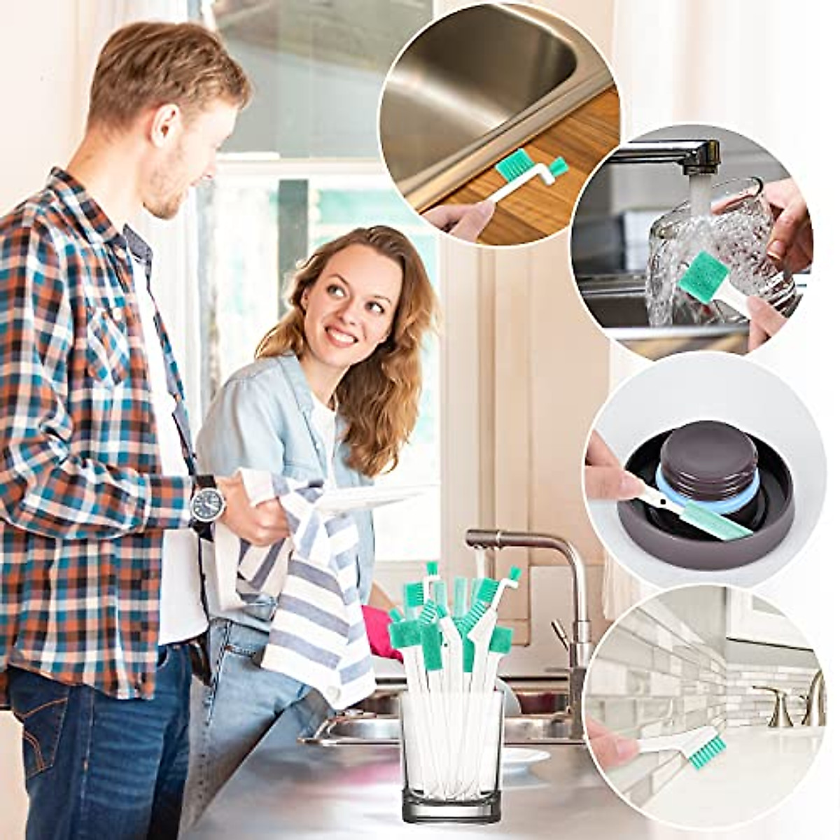 Small Cleaning Brushes for Household, 8Pcs Crevice Cleaning Tool Set for Window Groove Track Humidifier Keyboard Bottle Door Car Vent, Tiny Detail Cleaner Scrub Brush for Gaps Corner Tight Space