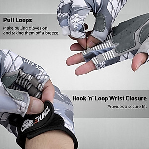 RUNCL Fingerless Gloves RAGUEL, Fishing Gloves, Sun Gloves - UPF 50+ Sun Protection, Microfiber-Tech Safeguard, Half-Finger Style, Breathable Ventilation - Kayaking, Cycling, Gardening (Gray, XXL)