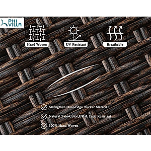 PHI VILLA Outdoor 9 Pieces Wicker Furniture Dining Set Patio Expandable Dining Table Set of 9 Rattan Swivel Dining Chairs for Outdoor Garden Bistro(9 Pieces)