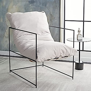 Safavieh Home Collection Portland Metal Ivory and Black Pillow Top Accent Chair