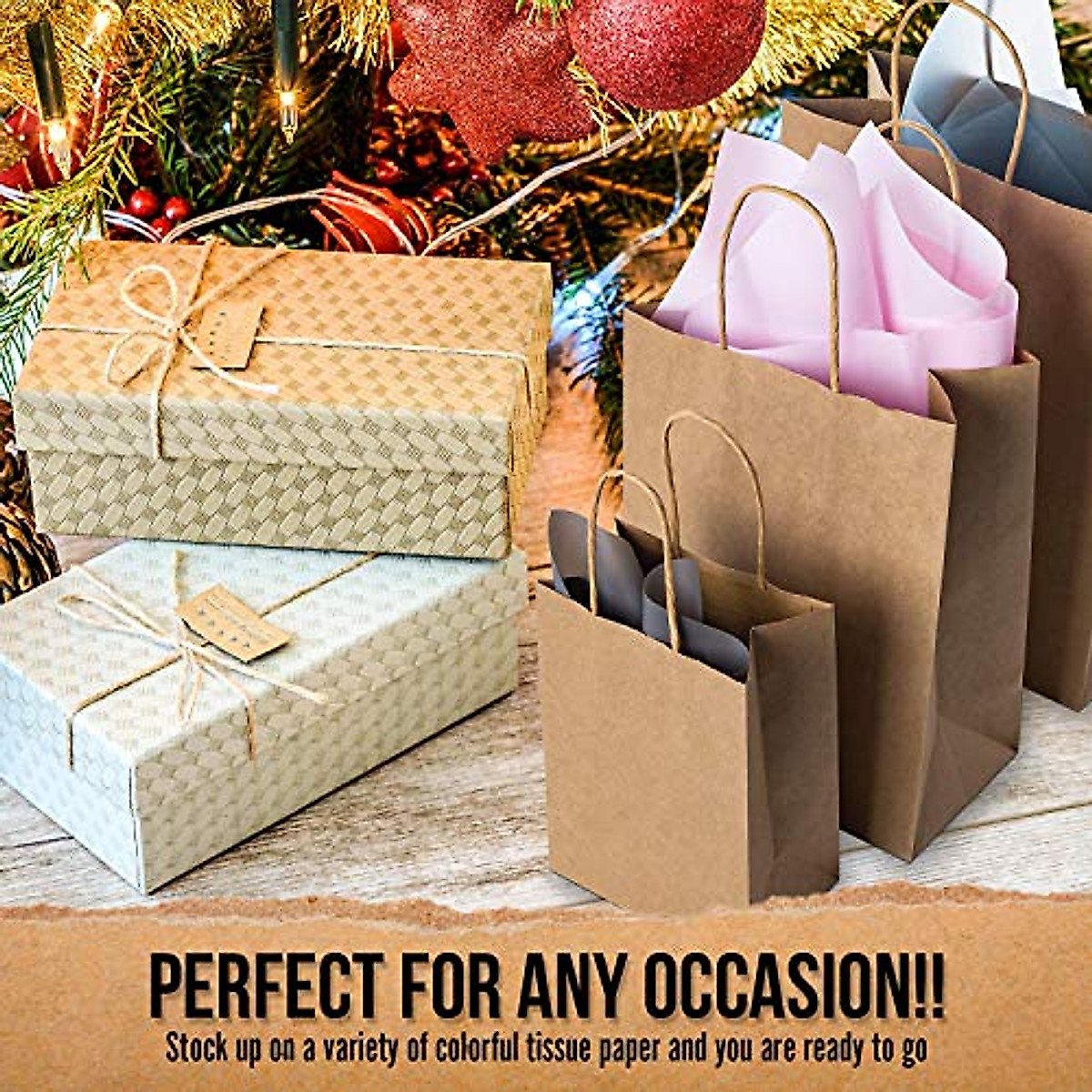 WDC Brown paper bags with handles bulk, 75 craft bags, 25 each (large, medium & small). Plain paper bags great for shopping, gift bag with assorted sizes