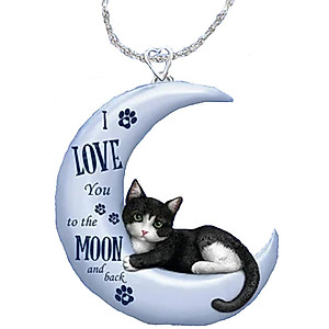 Jude Jewelers Acryic Resin Plastic Moon Cat Style Holiday Cocktail Party Birthday Pendant Necklace (Blue Black)