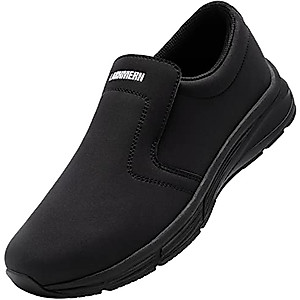 LARN SAFETY Men Slip-Resistant Chef Shoes Waterproof Kitchen Work Footwear Restaurant Hospital Nursing Garden(Black/9.5US)