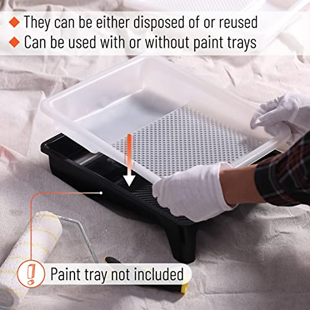 Bates- Paint Tray Liner, 9 Inch, 10 Pack, Paint Roller Tray, Disposable Plastic Paint Trays, Paint Pans Trays, Paint Supplies for House Painting, Roller Tray