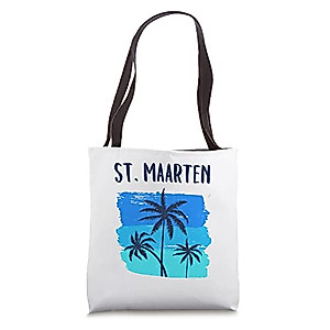 St. Maarten Cruise Stop Vacation Souvenir Palm Trees Graphic Tote Bag