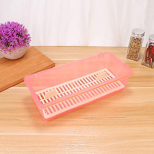 Cabilock Flatware Plastic Tray Kitchen Organizers with Lid Kitchen Cutlery and Utensil Drawer Organizer- proof Fork Utensil Storage Container (Pink)