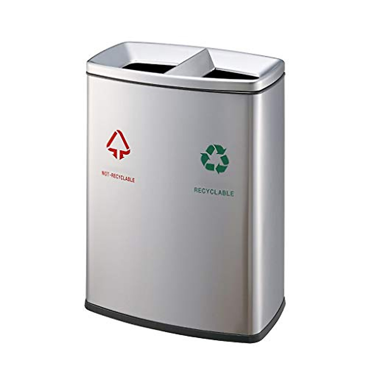 Outdoor Trash Can Garbage Can Double Barrel Waste Recycling Bins Stainless Steel Classification Outdoor Dustbins Large 2 In 1 Trash Can Community Park Roadside All-Weather Waste Recycle Bin Container