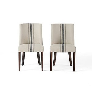 Christopher Knight Home Harman Dining Chair, Blue Stripe On Linen
