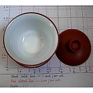 YXHUPOT Teacup Kungfu Zea bowl Zisha Red Clay black 4oz/130ml Cup Gaiwan Sancai Saucers (Red white)