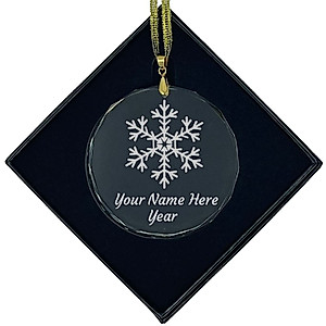 LaserGram Christmas Ornament, Snowflake, Personalized Engraving Included (Round Shape)