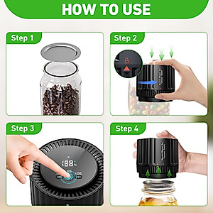 Electric Mason Jar Vacuum Sealer - Vacuum Sealer Kit with Can Opener, Regular & Wide Mouth Mason Jar Lids - Mason Jar Canning Vacuum Sealer for Food Storage - Black