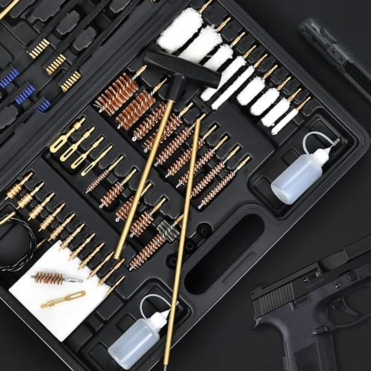 GLORYFIRE Elite Gun Cleaning Kit Universal Gun Cleaner for Shotgun, Pistol, Rifle, All Guns with Lightweight Carrying Case, Reinforced and Lengthened Rods and Steel Wire, High-end Double Head Brushes