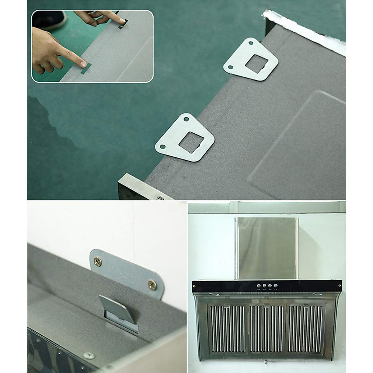 mkki Wall Mount Range Hood Hook Hanger Plate,Universal Metal Wall Mount Iron Hook Hanger Plate Connector for Range Hood (A)