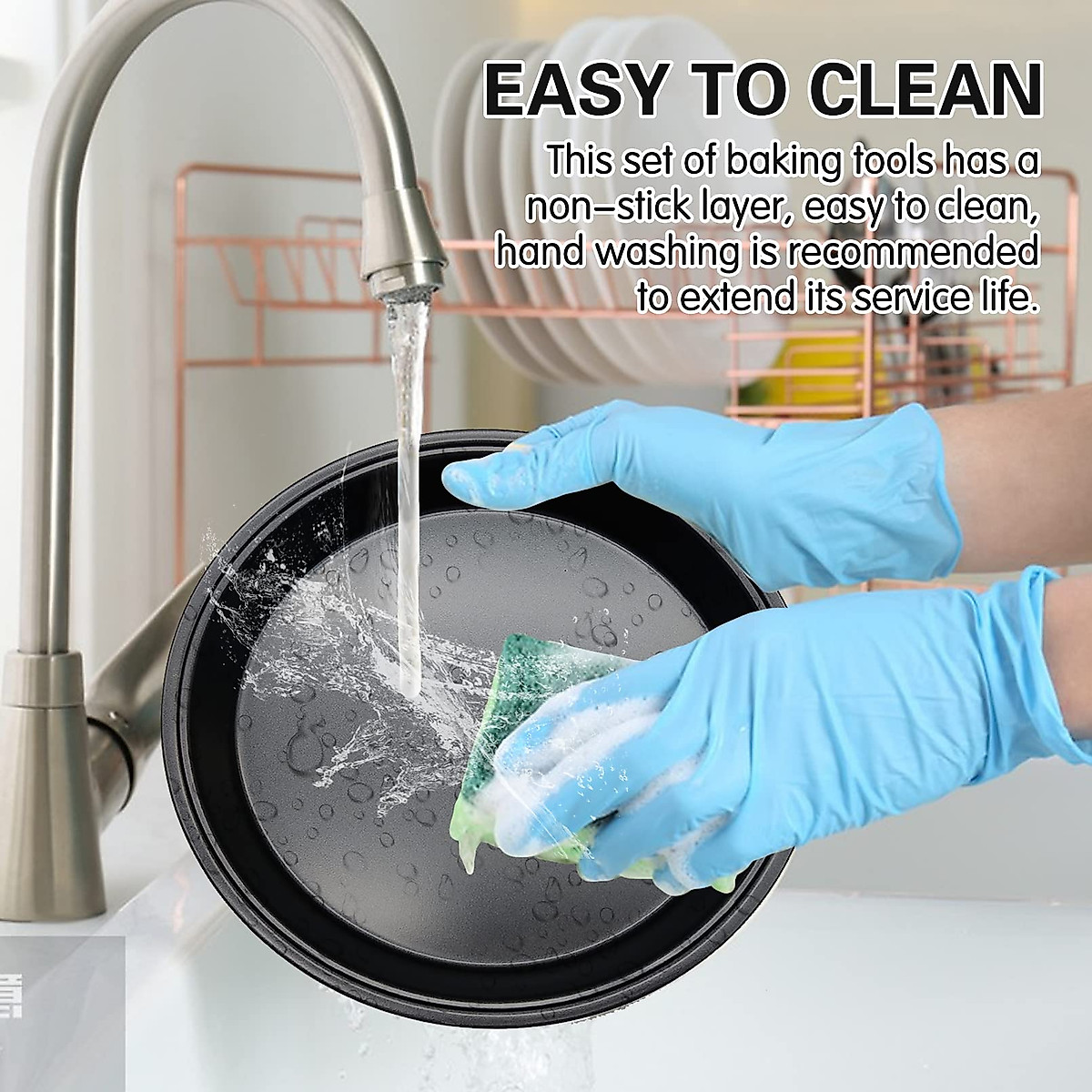 PINVNBY Baking Pans Set,Nonstick Bakeware Set with Baking Sheet, Muffin Pan, Round Cake Pan, Pizza Pan, Kitchen Oven Pan Baking Sheet Set, Complete Carbon Steel Bakeware Set (4 Pieces)