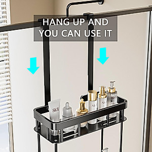 RAKSONIC 2-Tier Hanging Shower Caddy Over the Door,Large Capacity Hanging Shower Organizer, Sturdy Rust Proof Hanging Shower Organizer Shelf Basket Storage Rack, No Drilling