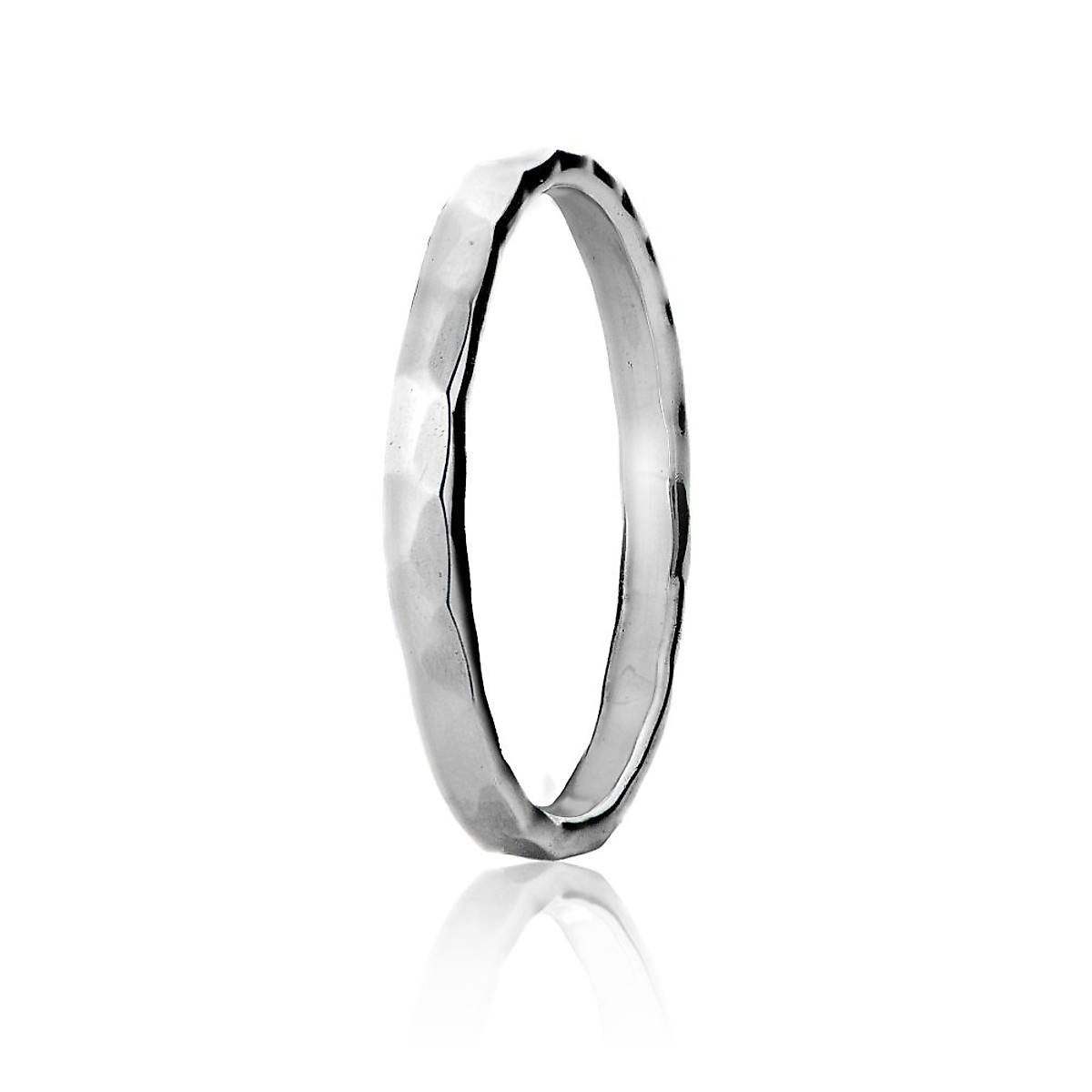 Hoops & Loops 925 Sterling Silver 3.5mm Wide Hammered Stackable Wedding Band Ring for Women Men Teen Girls, Size 9