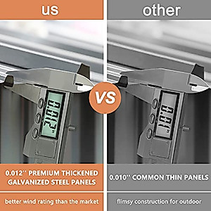 VEIKOU 6 x 8FT Outdoor Storage Shed with Thickened Galvanized Steel, Metal Garden Sheds & Outdoor Storage with Double Lockable Doors Utility Tool Storage Shed for Backyard Lawn Movers, Gray