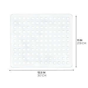 iDesign Euro Plastic Sink Grid, Non-Skid Dish Protector for Kitchen, Bathroom, Basement, Garage, 12.5" x 11", Clear