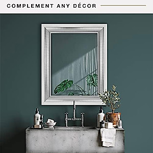 MCS Large Wall Mirror, Modern Rectangle Mirror Home Decor for Living Room, Bedroom, or Bathroom, 24.5 by 30.5 Inch, White/Woven Silver