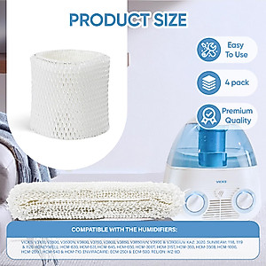 4 Pack WF2 Humidifier Wick Filter Replacement for Vicks Kaz V3500N V3700 V3100 V3900 Sunbeam 1118 1119 Series for Honeywell HCM-300T HCM-315T HCM-350 WA-8D Enviracaire ECM-500 Humidifier WF2 & PWF2