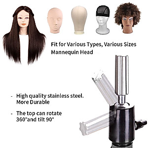 Wig Stand Tripod 55 Inch Metal Wig Mannequin Head Tripod Stand For Hairdressing Training Head Adjustable Wig Tripod Stand with Tool Tray (Mannequin Head Not Included)