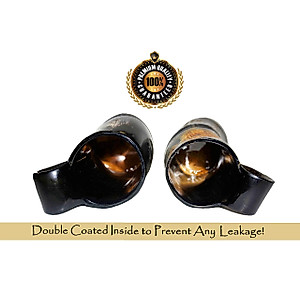Authentic Handcrafted Buffalo-Horn Viking Drinking Mug With Natural Mango Wood Bottom 16.9 oz (500 ml) |Shot Glass 3" | Burlap Gift Sack | Fenrir Keychain |All Engraved |An Elegant Gift-Set (Polished)