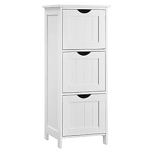 VASAGLE Bathroom Cabinet Floor Cabinet, Free-Standing Storage Cabinet with 3 Drawers, 11.8 x 12.6 x 31.9 Inches, for Bathroom, Living Room, Kitchen, Nordic Scandinavian Style, Matte White UBBC50WT