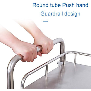 Utility Cart Lab Serving Cart, Medical Cart 3-Tier Medical Trolley with Drawers and Dirt Bucket,Assemble Small Surgical Cart for Lab Equipment,Detachable Stainless Cart Load 100 Kg ( Size : Large )