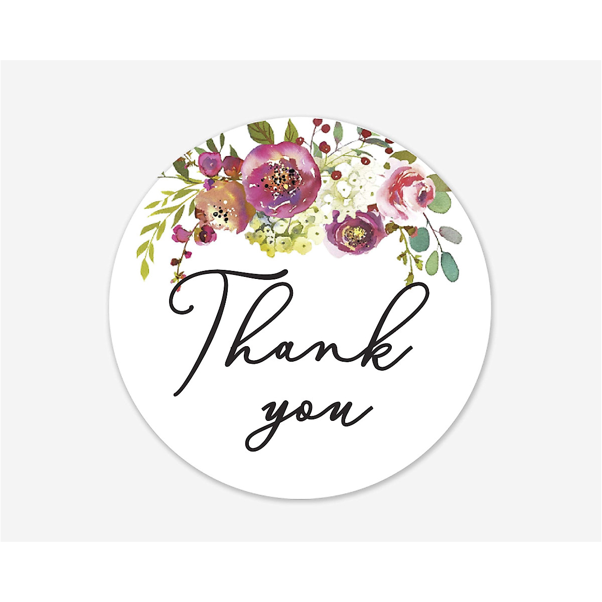 Thank You Stickers, Floral Wedding and Bridal Shower Event Favor Labels (#379-026)