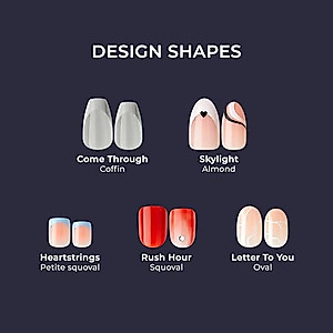 KISS imPRESS No Glue Mani Press On Nails, Design, Flawless', Gray, Short Size, Squoval Shape, Includes 30 Nails, Prep Pad, Instructions Sheet, 1 Manicure Stick, 1 Mini File