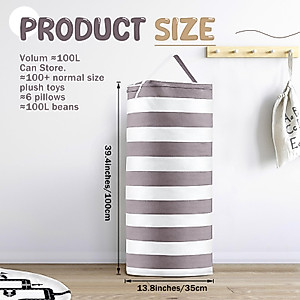 Wonderjune 2 Pcs Stuffed Animal Storage Bean Bag Cover 39.4 x 13.8 Inch Stuff Animal Organizer Zipper Beanbag Canvas Bean Bag Chairs for Organizing Plush Toys or Memory Foam