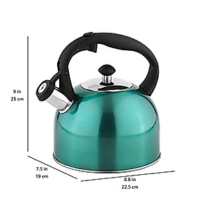 Amazon Basics Stainless Steel Tea Kettle, 2.4-Quart, Teal