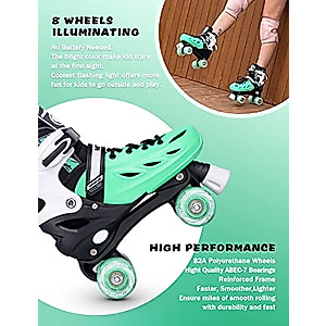 METROLLER Roller Skates for Girls and Boys Teens, Adjustable 4 Sizes for Kids Toddler Rollerskates with Light up Wheels, for Youth Women and Men