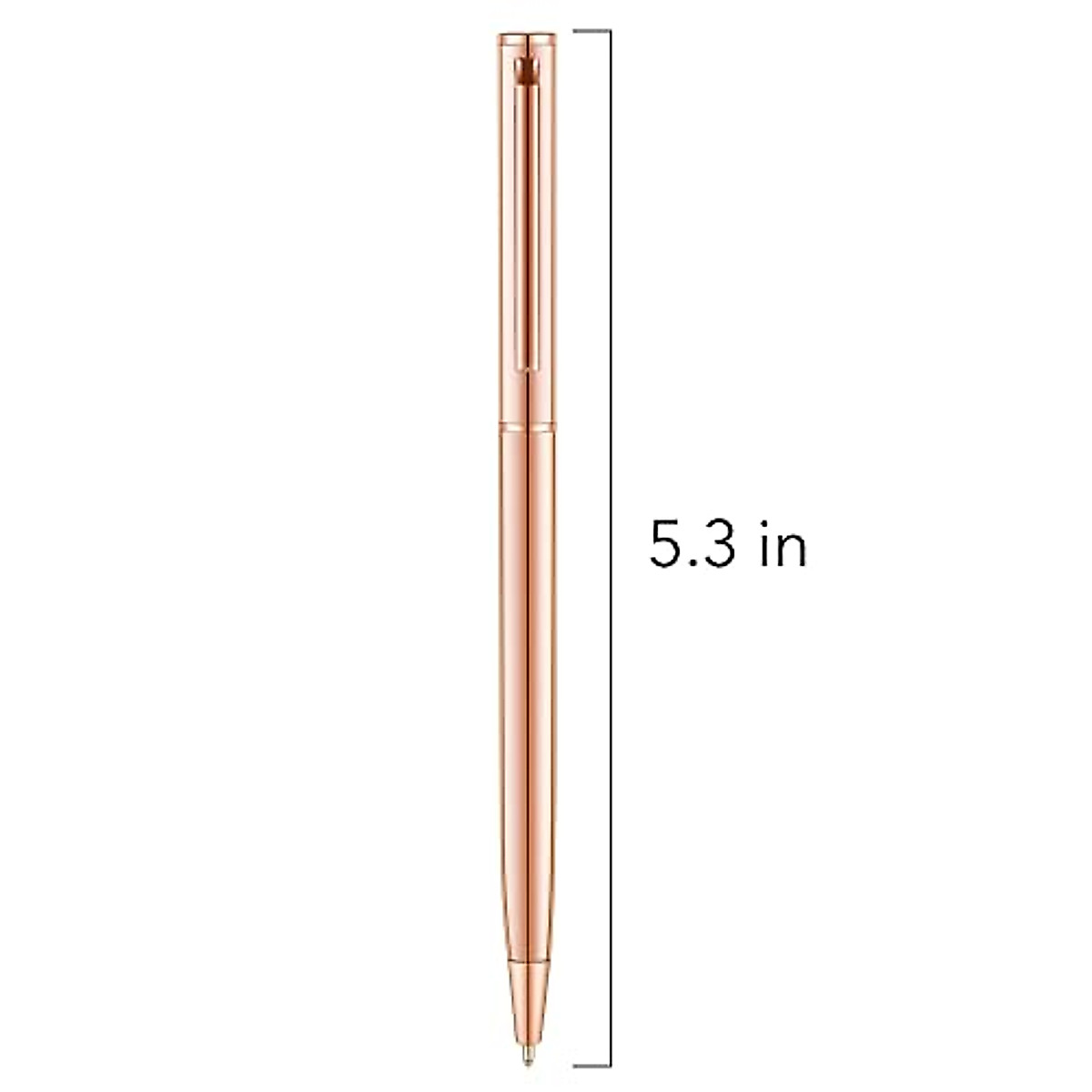 Unibene Slim Metallic Retractable Ballpoint Pens - Rose Gold, Nice Gift for Uniform Office Students Teachers Wedding Christmas, Medium Point(1 mm) 6 Pack-Black ink