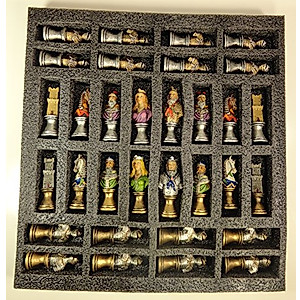 Medieval Times Crusades RED & Green Busts Set of Chess Men Pieces Hand Painted