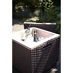 Keter Beer and Wine Cooler Table Perfect for Your Patio, Picnic, and Beach Accessories, Brown