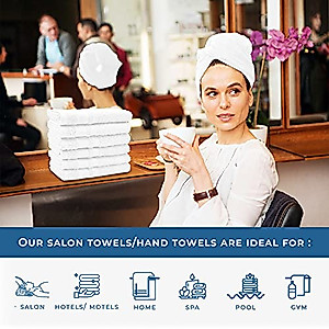 DAN RIVER Salon Towels Set Pack of 24, Ultra Soft 100% Cotton Facial and Hair Drying Cloth in Bulk Multi-Purpose for Gym, Makeup, Spa, Home White Hand Towel | 16x26 inches 400 GSM